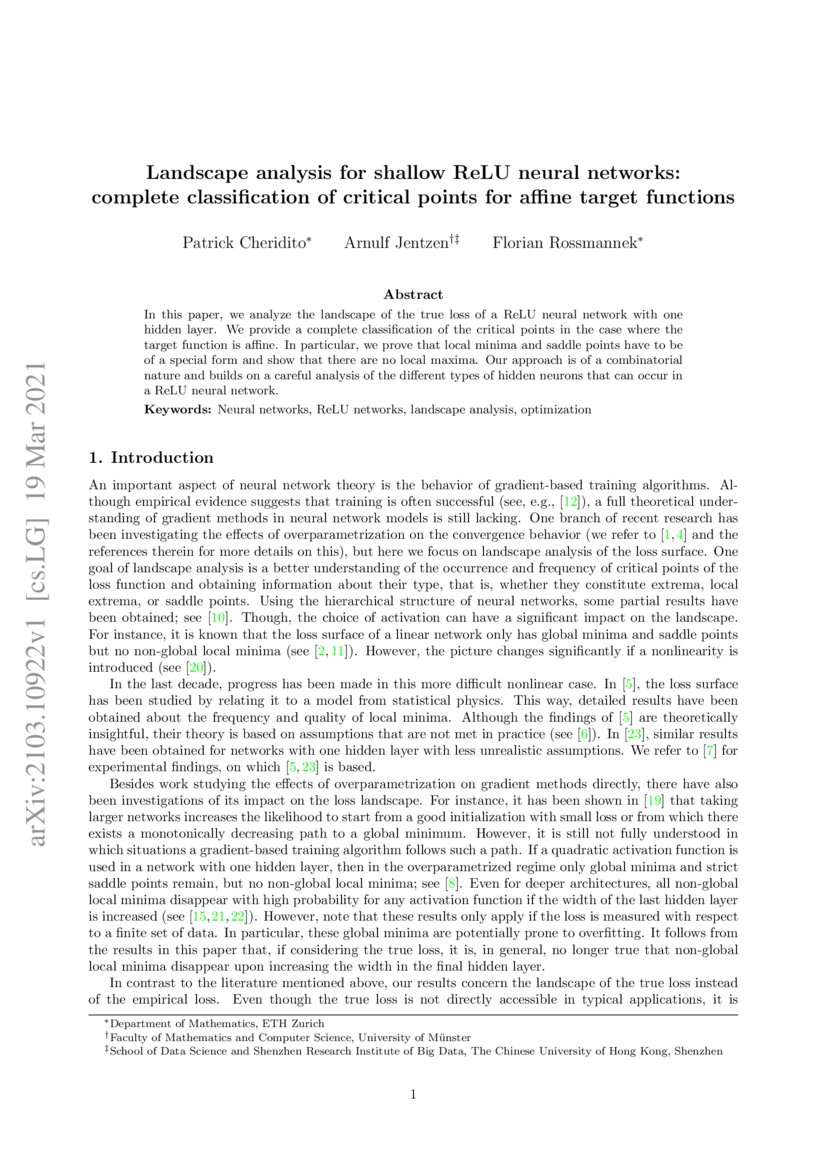 Landscape Analysis For Shallow Relu Neural Networks Complete Classification Of Critical Points