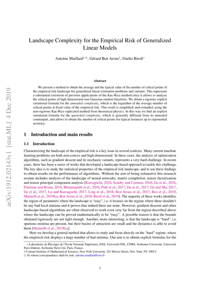 Landscape Complexity for the Empirical Risk of Generalized Linear ...