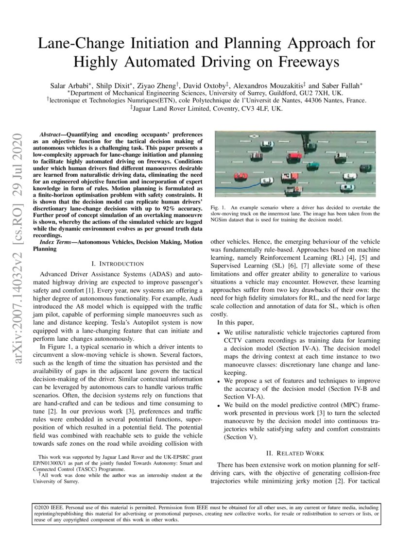 Lane-Change Initiation and Planning Approach for Highly Automated ...