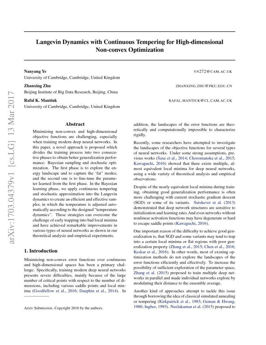 Langevin Dynamics with Continuous Tempering for Training Deep Neural Networks | DeepAI