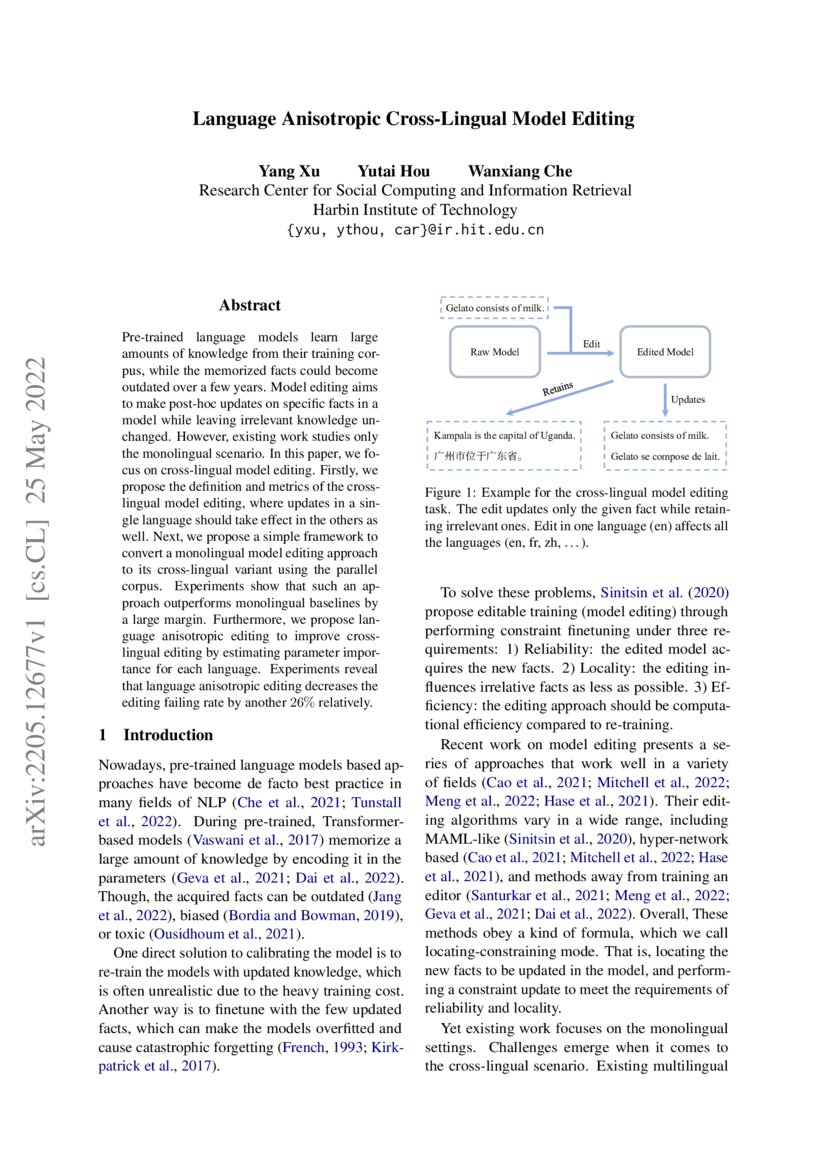 Language Anisotropic Cross-Lingual Model Editing | DeepAI