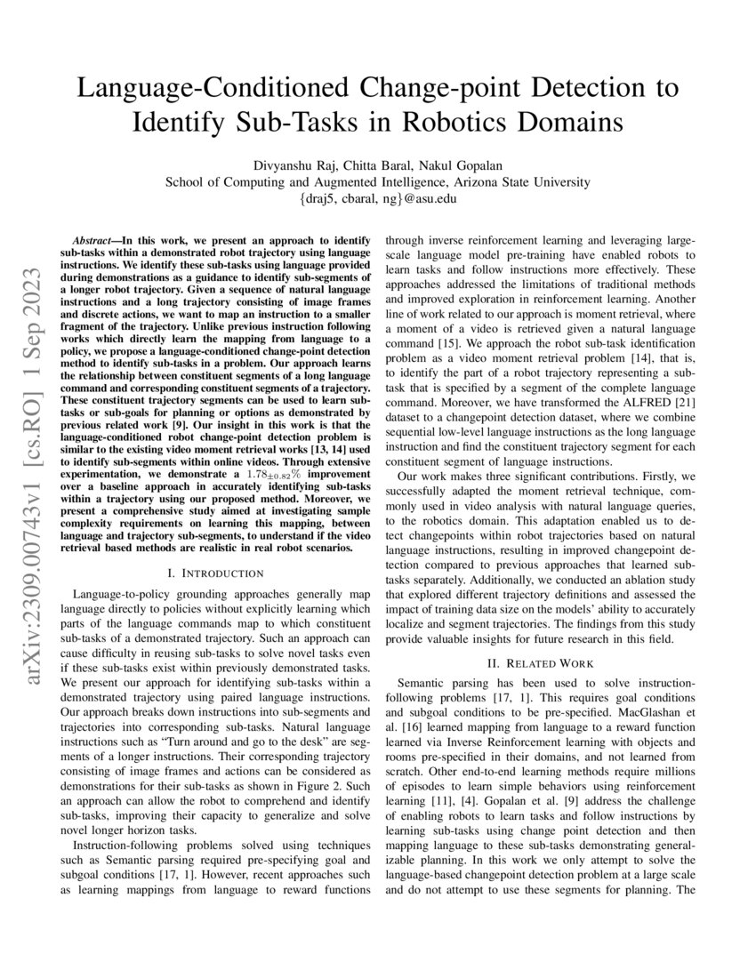 Language-Conditioned Change-point Detection to Identify Sub-Tasks in Robotics Domains | DeepAI
