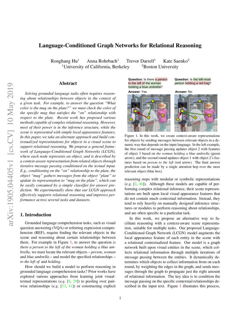 Language-Conditioned Graph Networks for Relational Reasoning | DeepAI