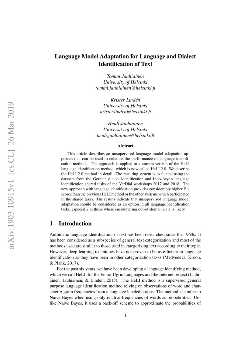 Language Model Adaptation For Language And Dialect Identification Of Text Deepai 4521