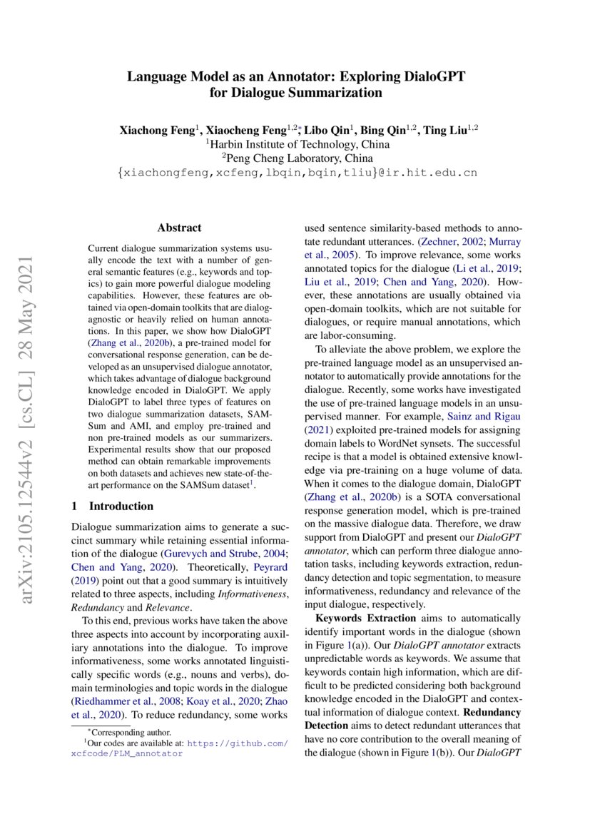 Language Model As An Annotator Exploring Dialogpt For Dialogue Summarization Deepai