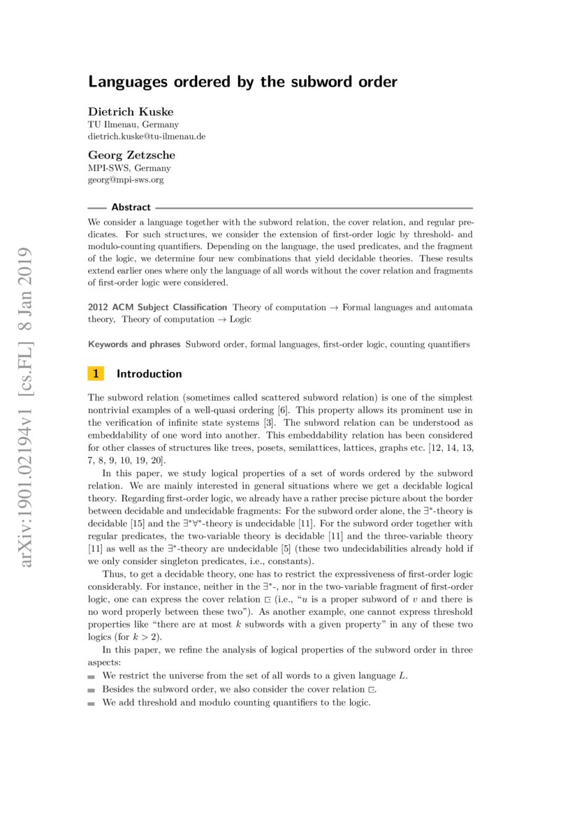 Languages ordered by the subword order | DeepAI