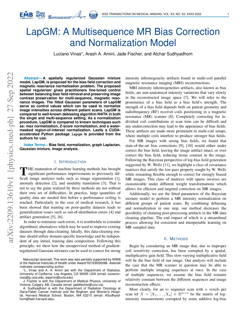 LapGM: A Multisequence MR Bias Correction and Normalization Model | DeepAI