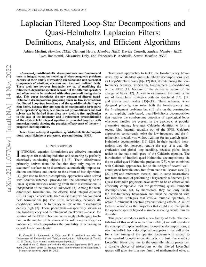 Laplacian Filtered Loop-Star Decompositions and Quasi-Helmholtz ... Laplacian Filtered Loop-Star Decompositions and Quasi-Helmholtz ...