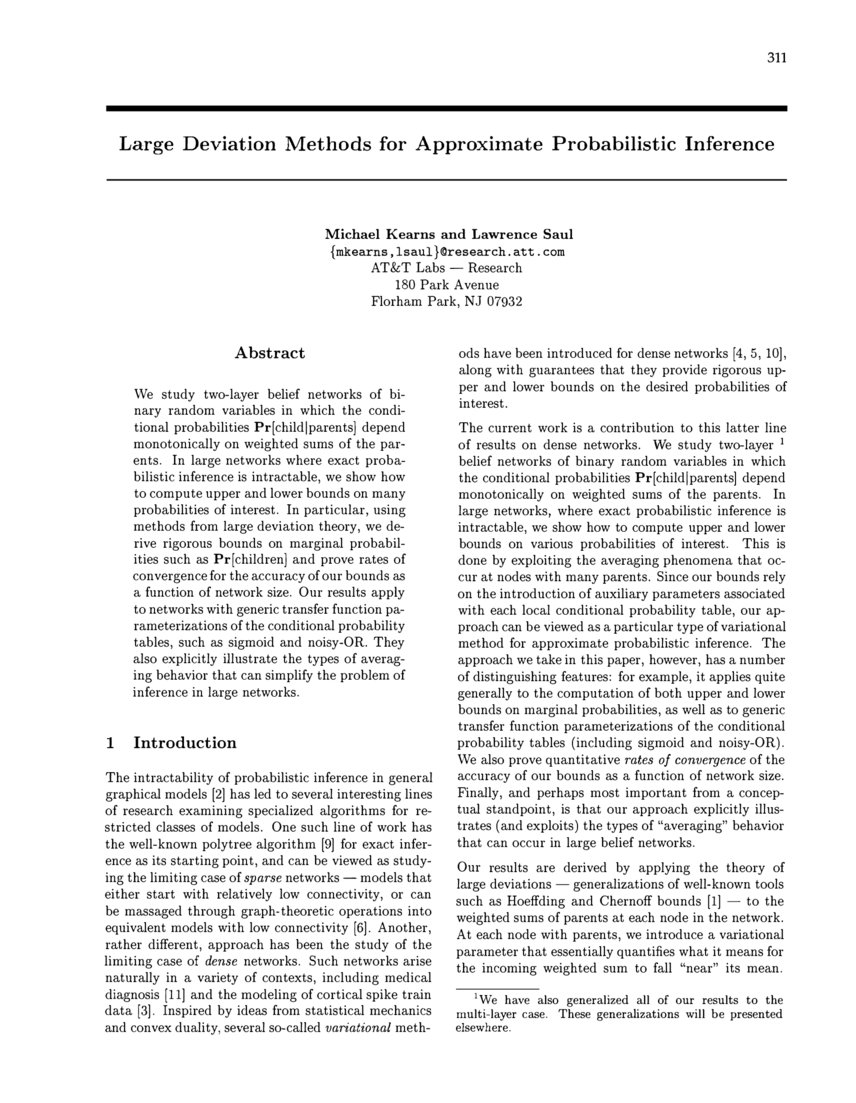 Large Deviation Methods for Approximate Probabilistic Inference | DeepAI