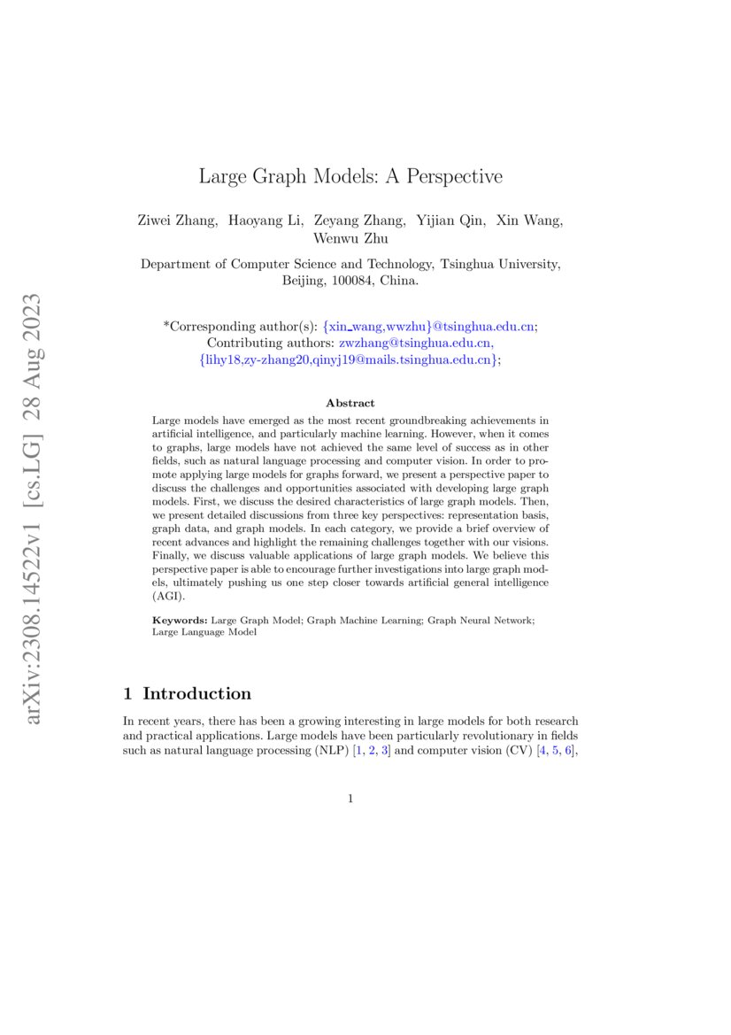 Large Graph Models: A Perspective | DeepAI