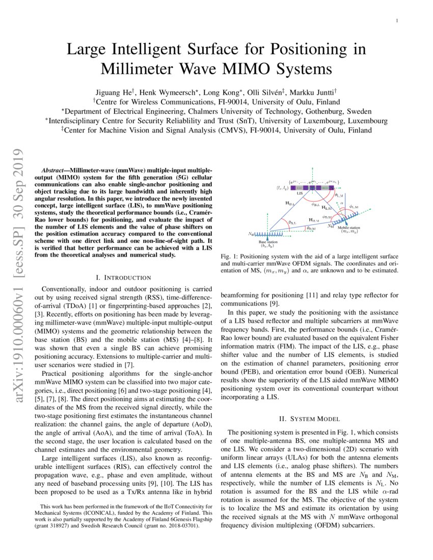 Large Intelligent Surface for Positioning in Millimeter Wave MIMO ...