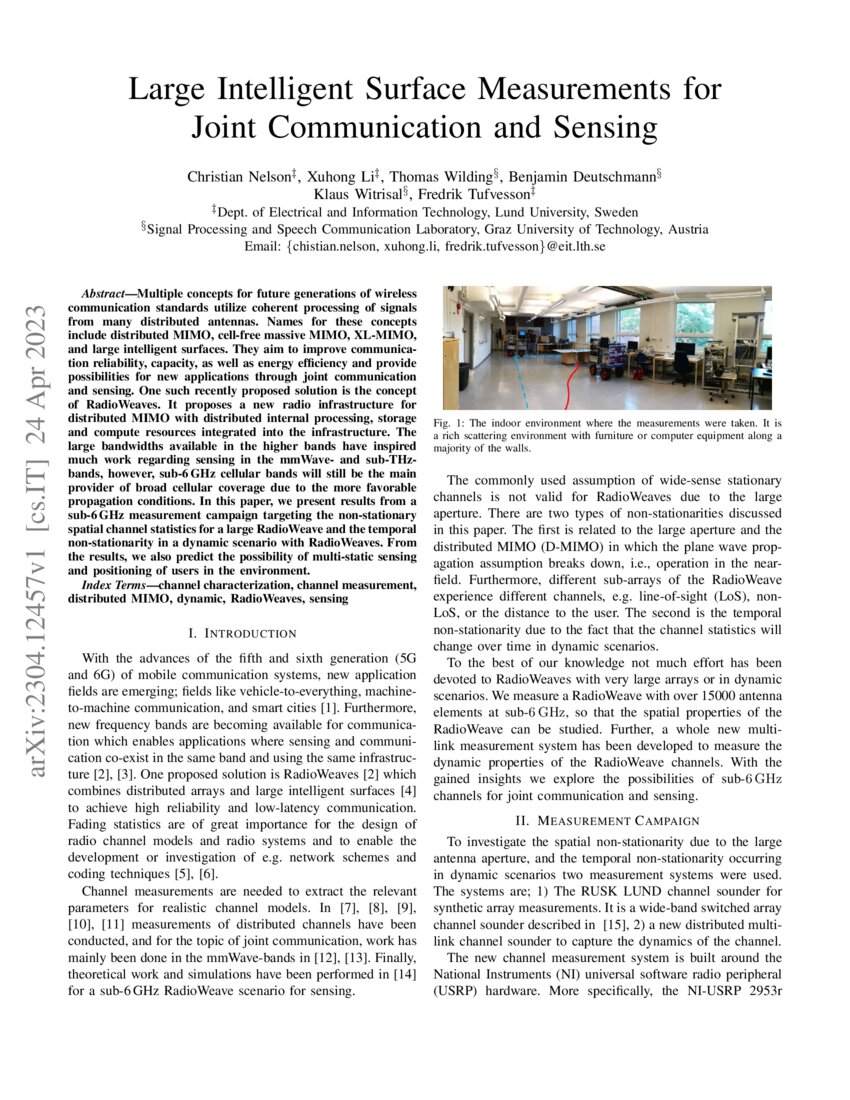 Large Intelligent Surface Measurements For Joint Communication And Sensing Deepai