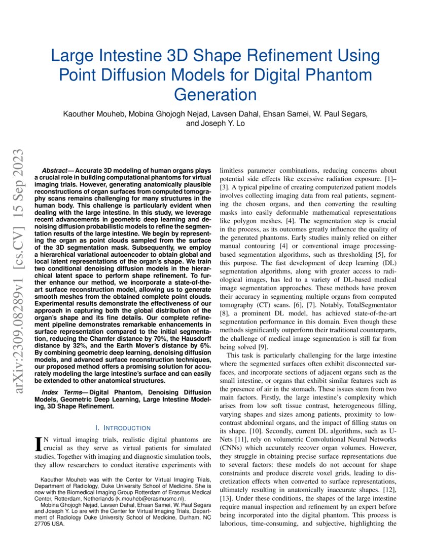 Large Intestine 3d Shape Refinement Using Point Diffusion Models For Digital Phantom Generation