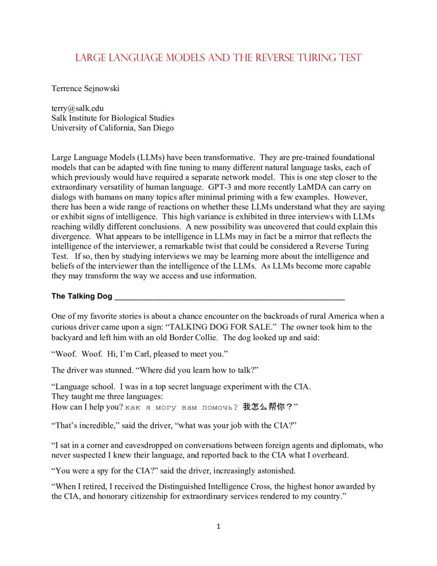 Large Language Models and the Reverse Turing Test | DeepAI