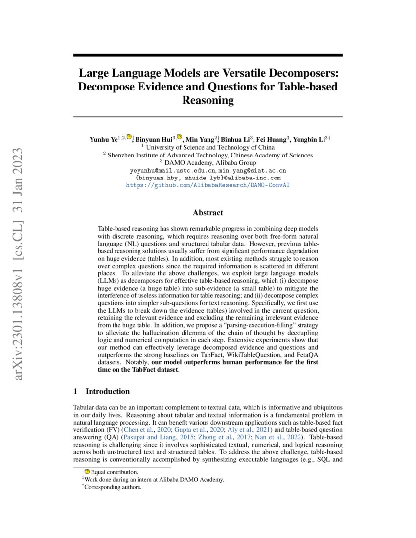 Large Language Models Are Versatile Decomposers Decompose Evidence And Questions For Table 