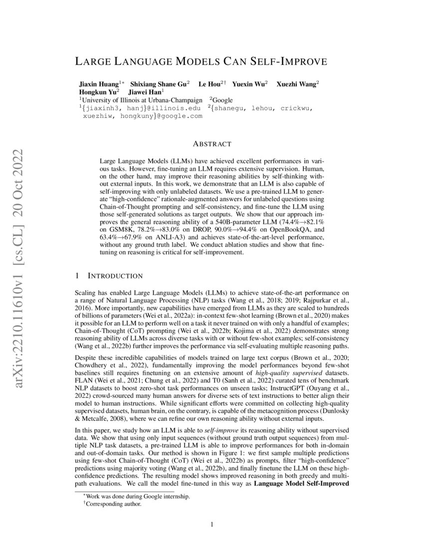 Large Language Models Can Self-Improve | DeepAI Large Language Models Can Self-Improve | DeepAI