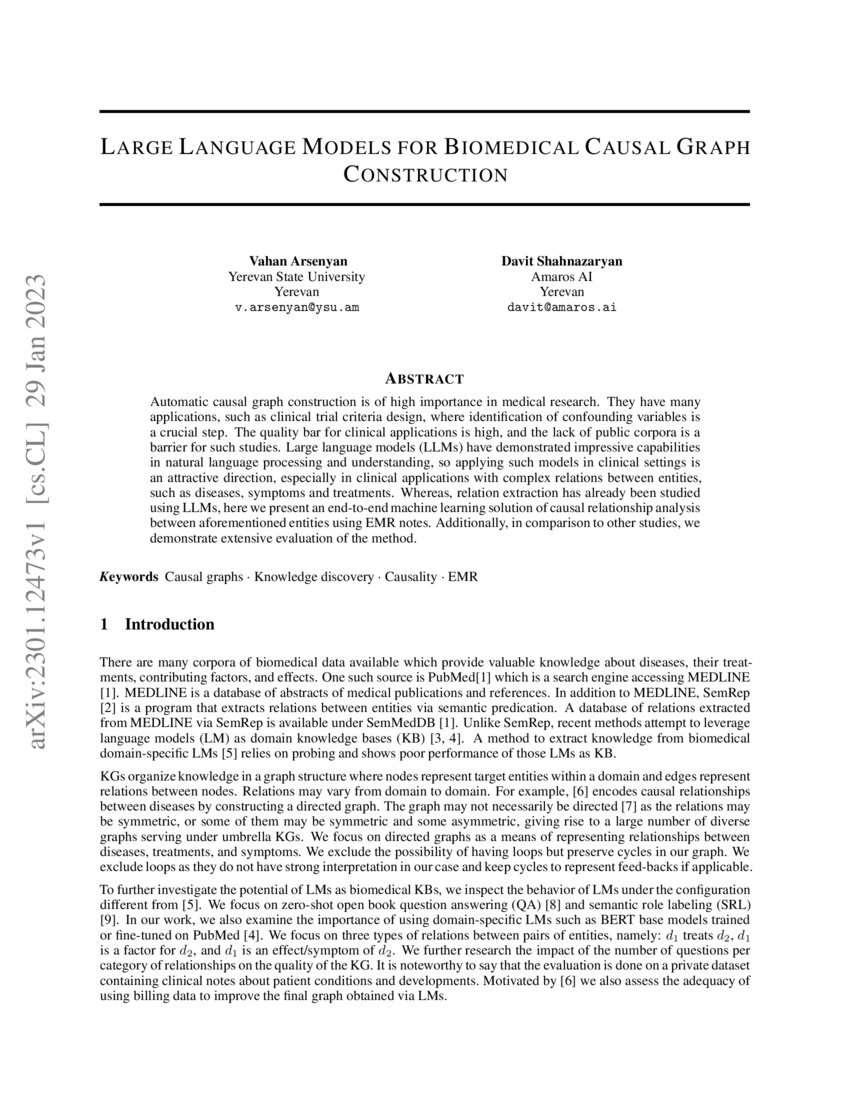 Large Language Models For Biomedical Causal Graph Construction Deepai