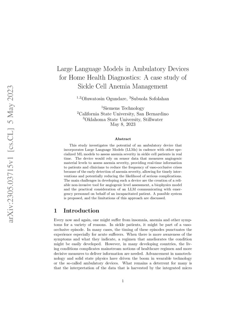Large Language Models in Ambulatory Devices for Home Health Diagnostics ...