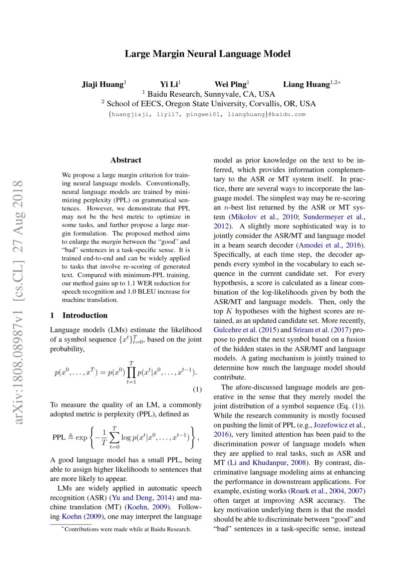 Large Margin Neural Language Model | DeepAI