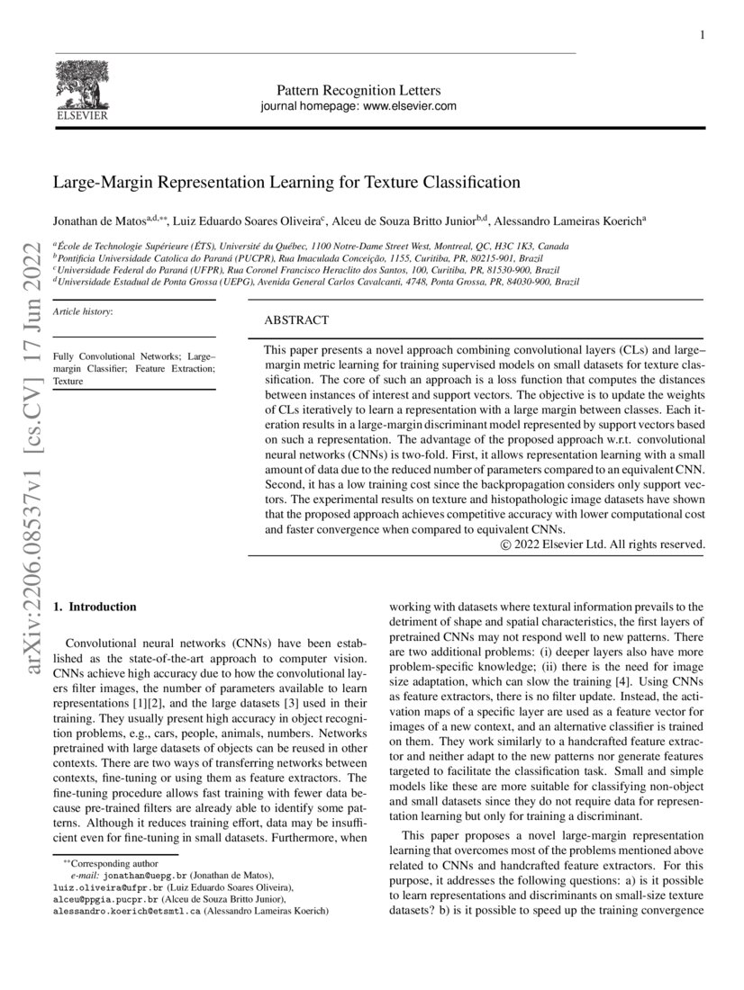 Large-Margin Representation Learning for Texture Classification | DeepAI