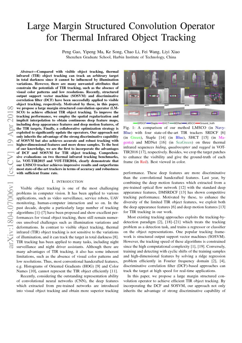 Large Margin Structured Convolution Operator for Thermal Infrared Object Tracking | DeepAI