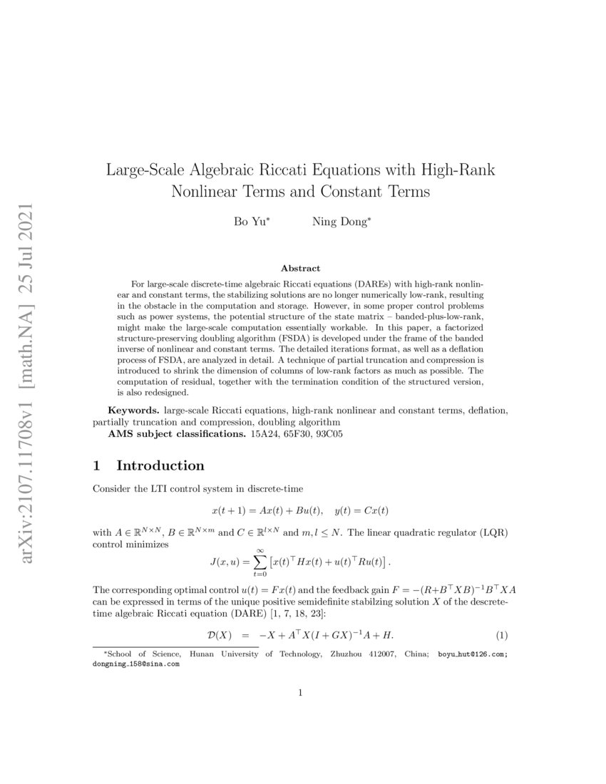 Large-Scale Algebraic Riccati Equations with High-Rank Nonlinear Terms ...
