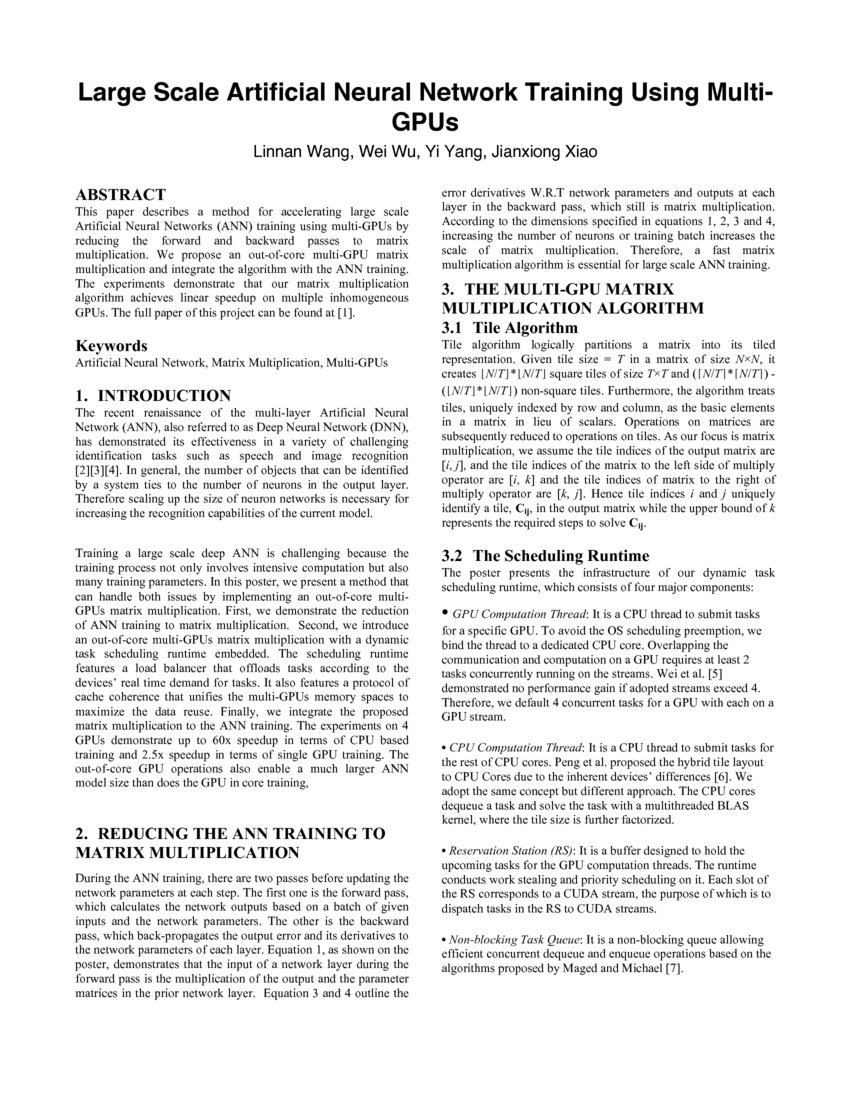 Large Scale Artificial Neural Network Training Using Multi-GPUs | DeepAI