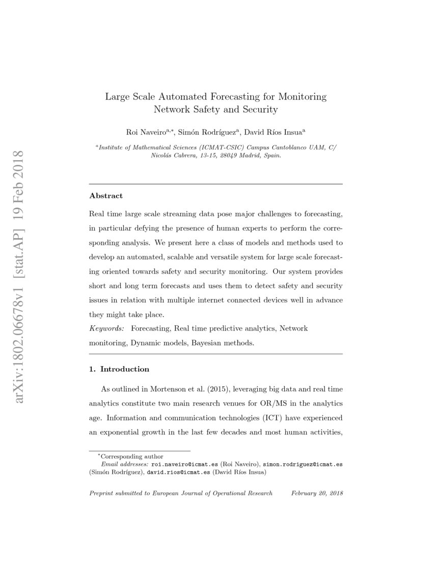 Large Scale Automated Forecasting for Monitoring Network Safety and Security | DeepAI