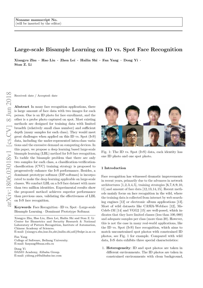 Large-scale Bisample Learning on ID vs. Spot Face Recognition | DeepAI