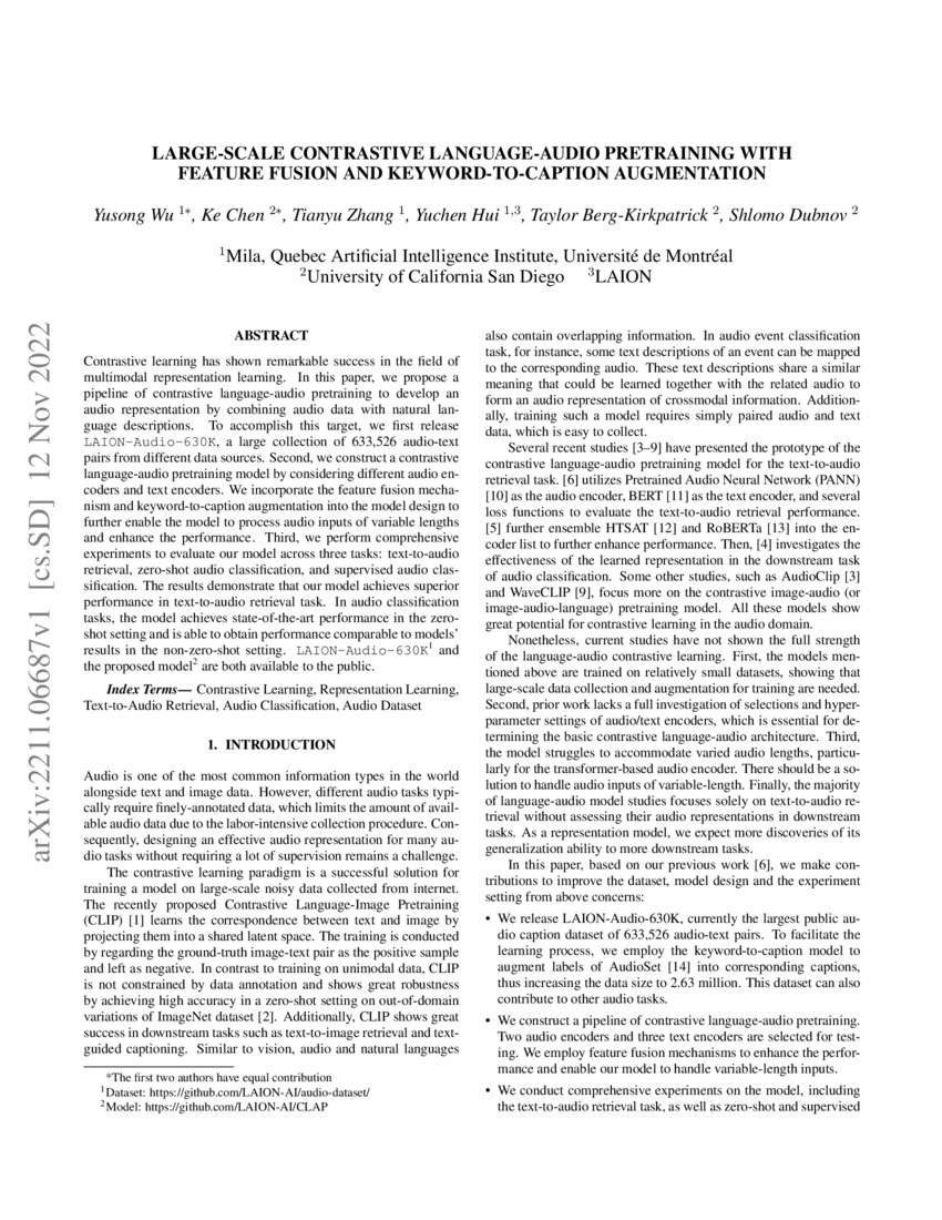 Large-scale Contrastive Language-Audio Pretraining with Feature Fusion ...