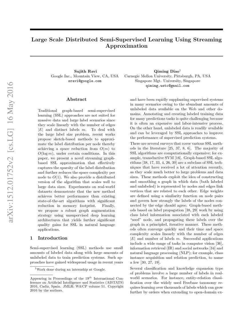Large Scale Distributed Semi-Supervised Learning Using Streaming Approximation | DeepAI