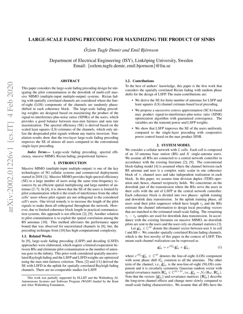 Large-Scale Fading Precoding for Maximizing the Product of SINRs | DeepAI