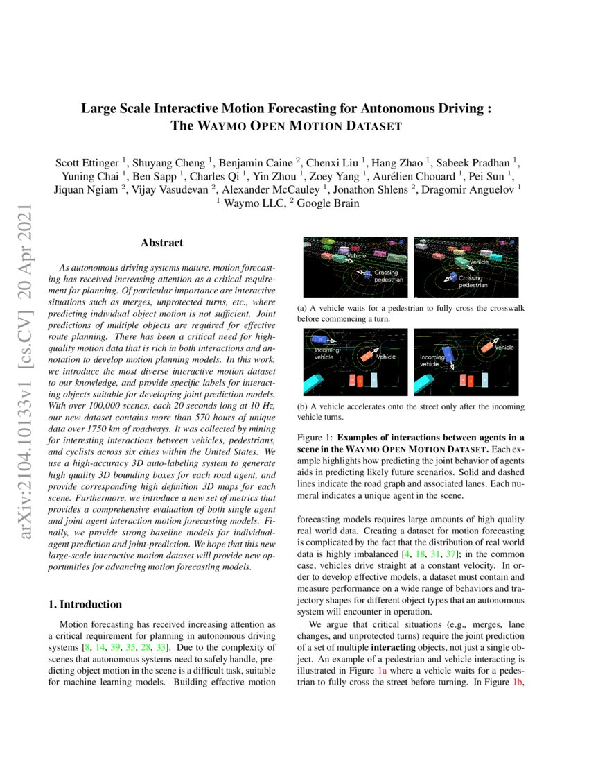 Large Scale Interactive Motion Forecasting For Autonomous Driving The Waymo Open Motion