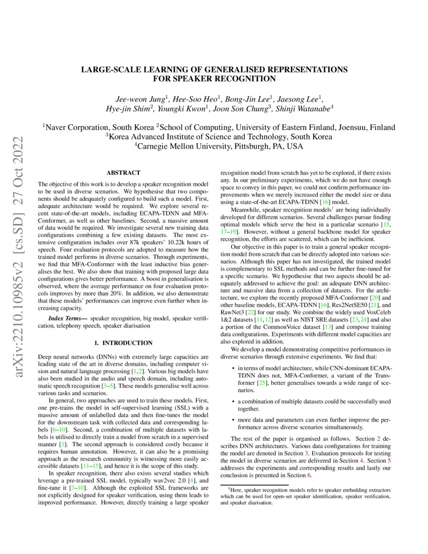 Large Scale Learning Of Generalised Representations For Speaker