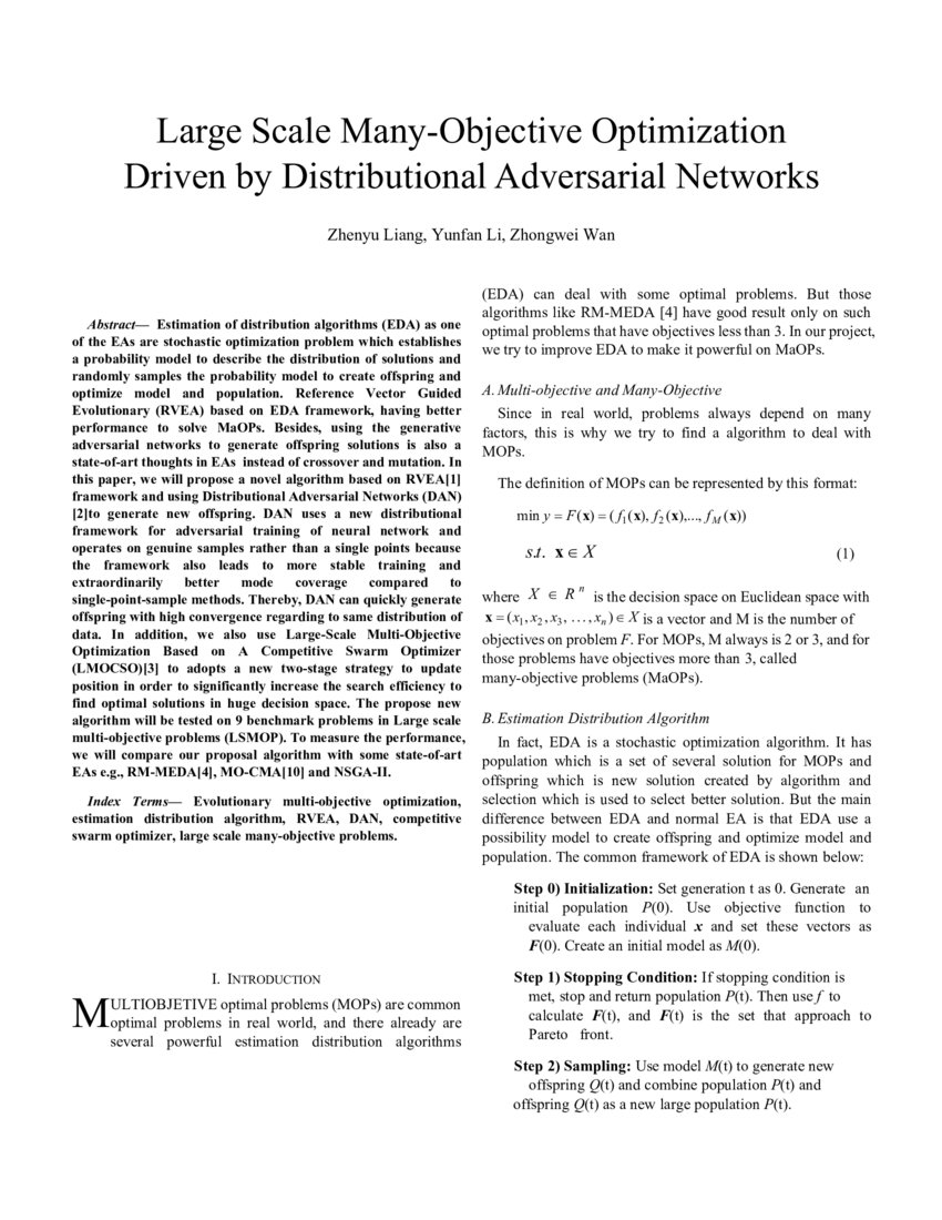 Large Scale Many-Objective Optimization Driven by Distributional ...