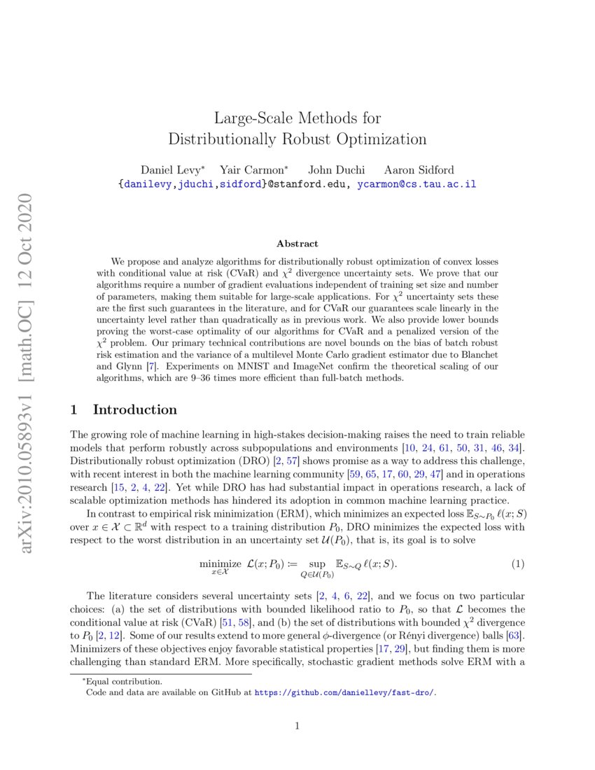 Large-Scale Methods for Distributionally Robust Optimization | DeepAI