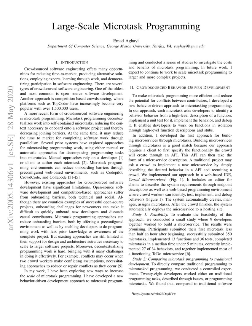 Large-Scale Microtask Programming | DeepAI