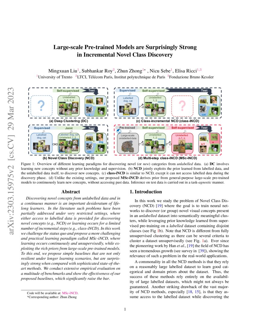 Large-scale Pre-trained Models are Surprisingly Strong in Incremental Novel Class Discovery | DeepAI