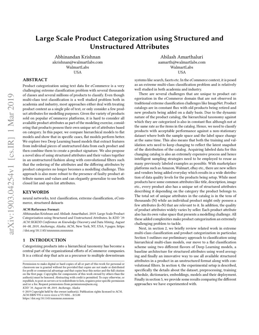 Large Scale Product Categorization using Structured and Unstructured ...