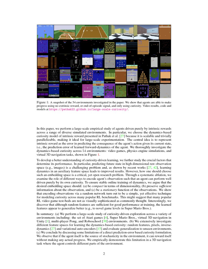Large-Scale Study of Curiosity-Driven Learning | DeepAI