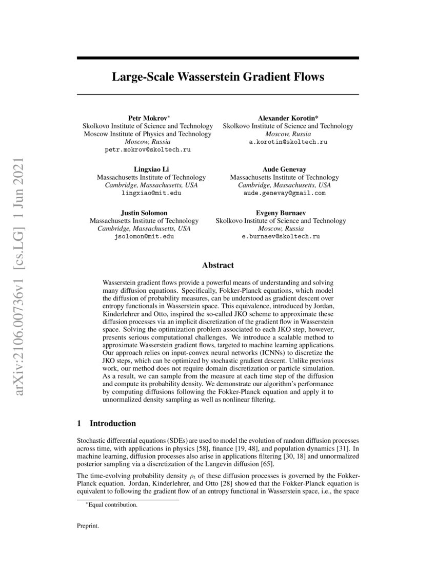 Large Scale Wasserstein Gradient Flows Deepai