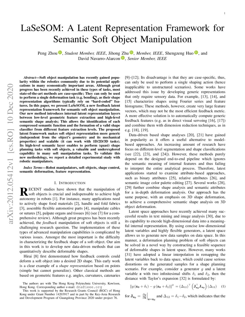 Lasesom A Latent Representation Framework For Semantic Soft Object Manipulation Deepai