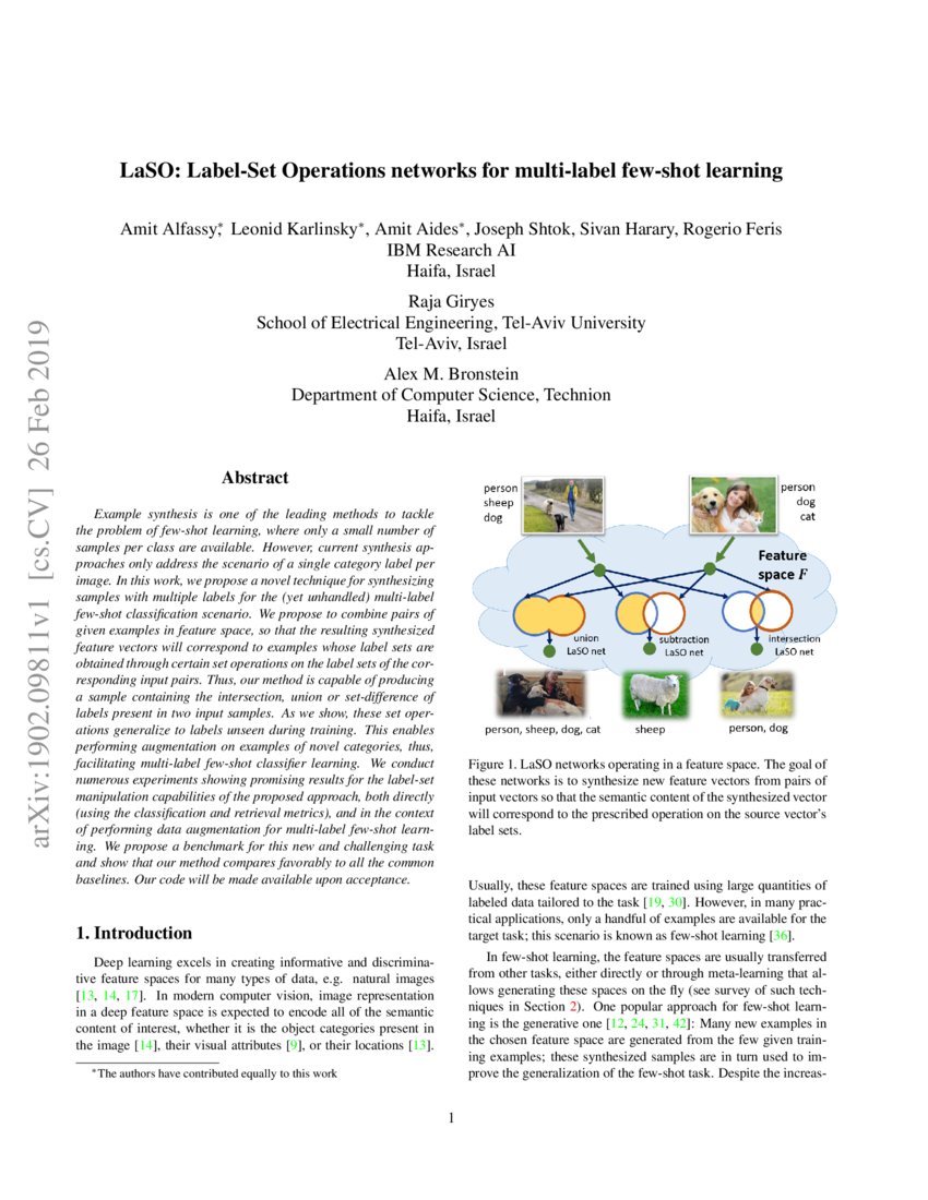 LaSO: Label-Set Operations networks for multi-label few-shot learning | DeepAI