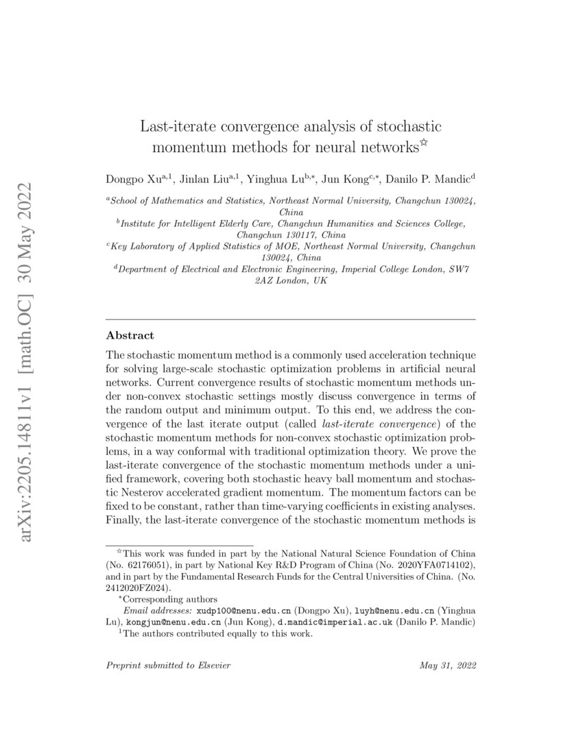 Last-iterate convergence analysis of stochastic momentum methods for ... Last-iterate convergence analysis of stochastic momentum methods for ...