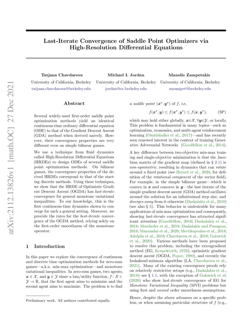 Last-Iterate Convergence of Saddle Point Optimizers via High-Resolution Differential Equations ...