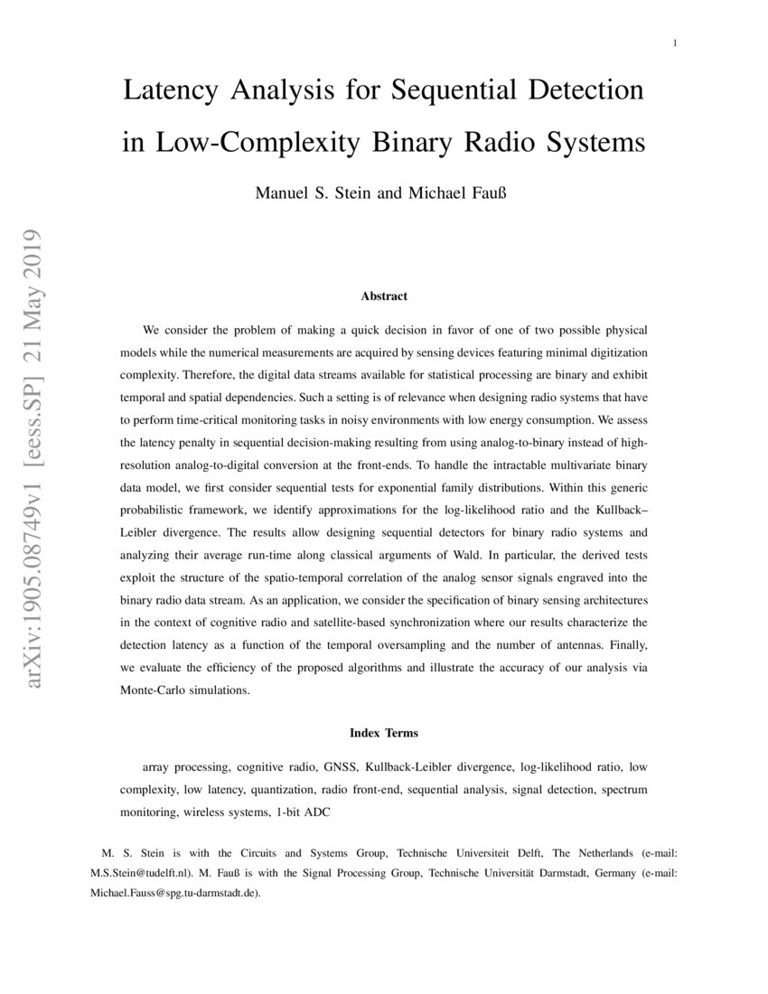 Latency Analysis For Sequential Detection In Low Complexity Binary