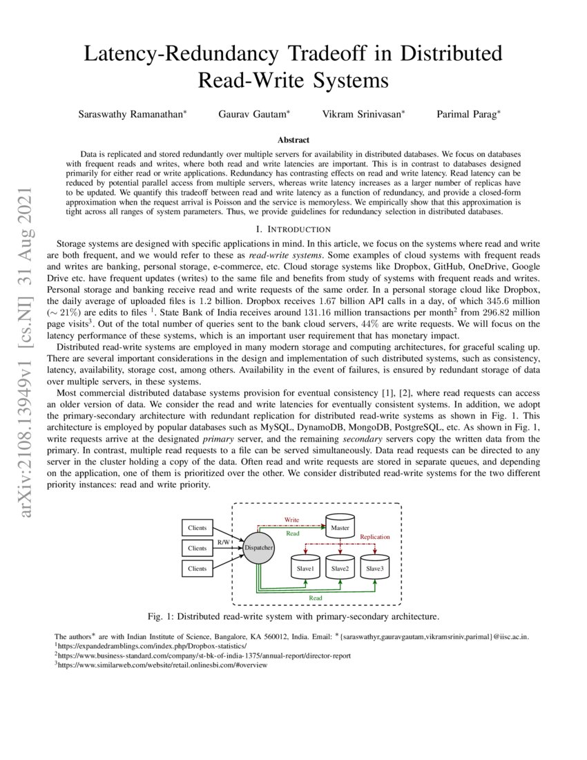 Latency Redundancy Tradeoff In Distributed Read Write Systems DeepAI latency-redundancy-tradeoff-in-distributed-read-write-systems-deepai
