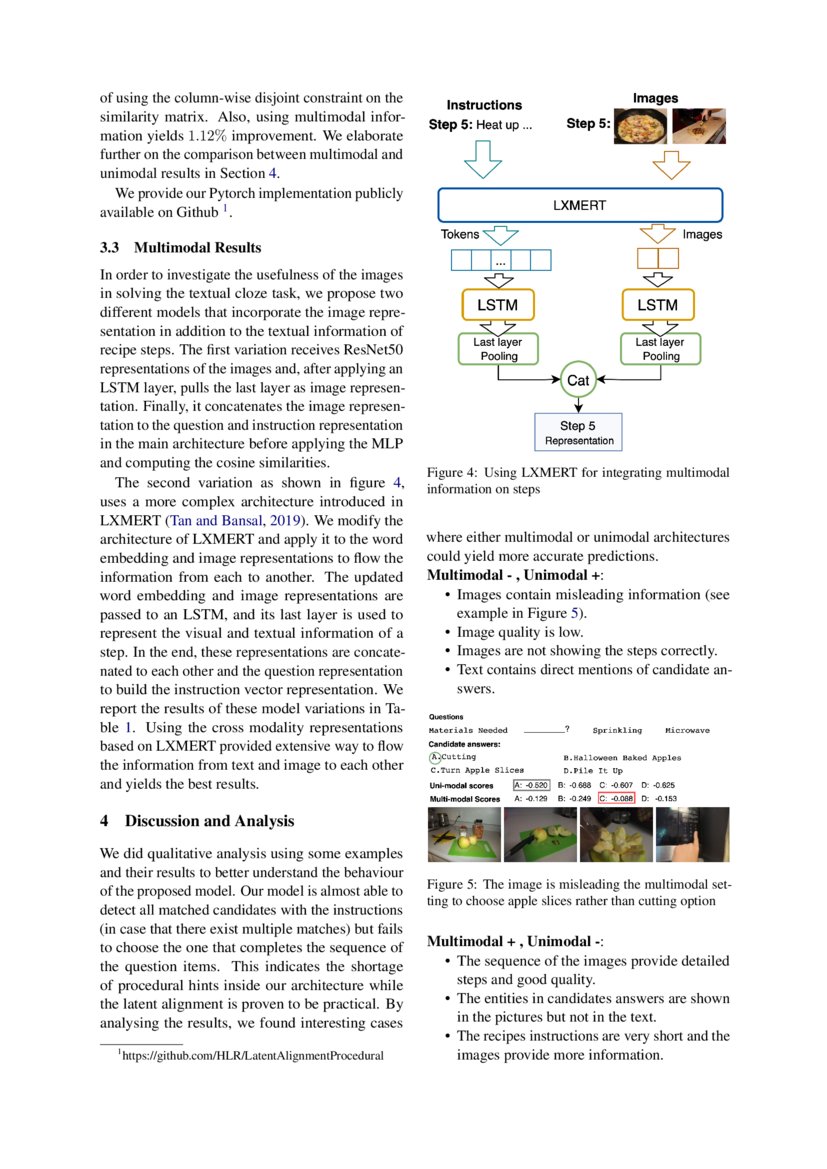 Latent Alignment of Procedural Concepts in Multimodal Recipes | DeepAI