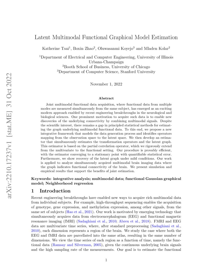 Latent Multimodal Functional Graphical Model Estimation Deepai