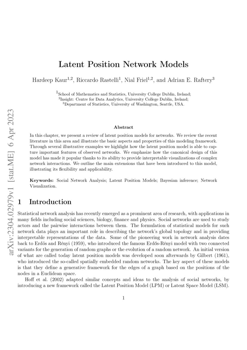 Latent Position Network Models | DeepAI